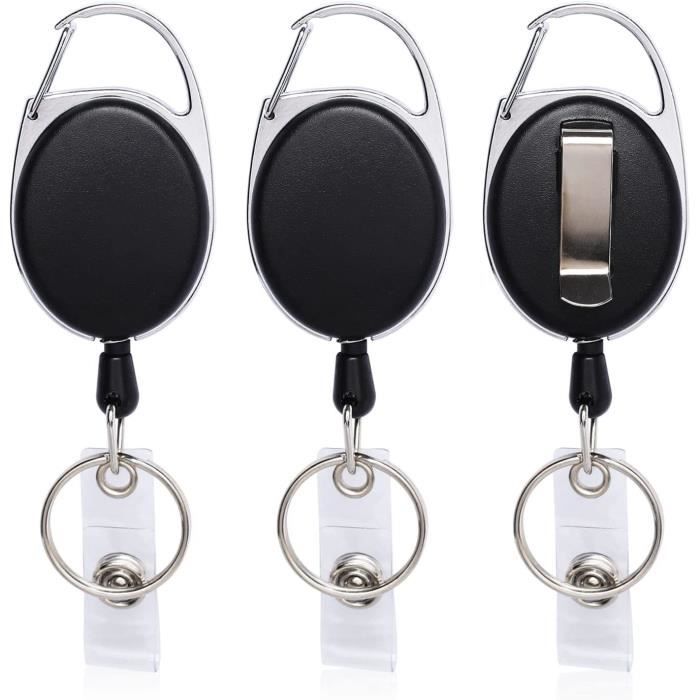 Porte Badge Enrouleur, 3 Pièces Porte-clés Enrouleur Rétractable ...
