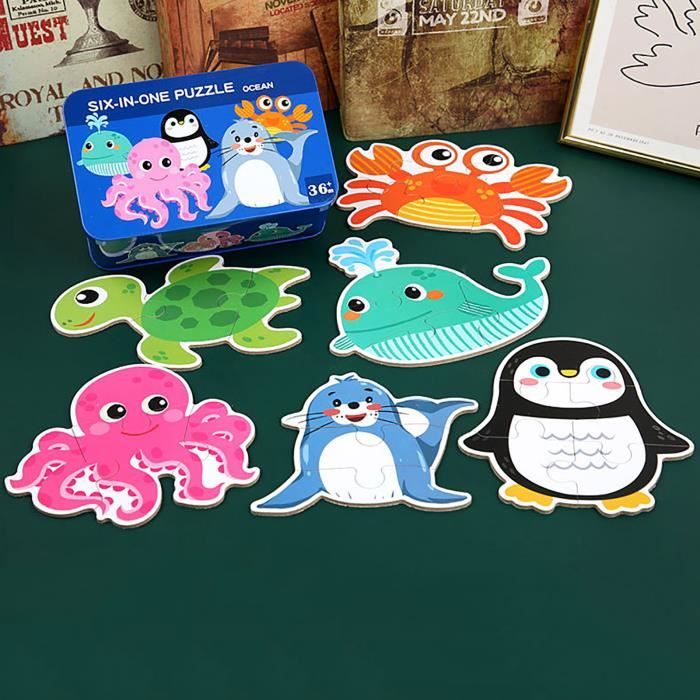 Personnage de transport animal Six en un casse-tête pour enfants voyage ...