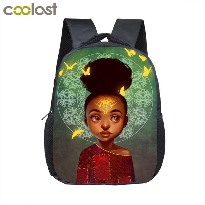 30cm24cm10cm - Cartoon Afro Girl with Crown Backpack Children School ...