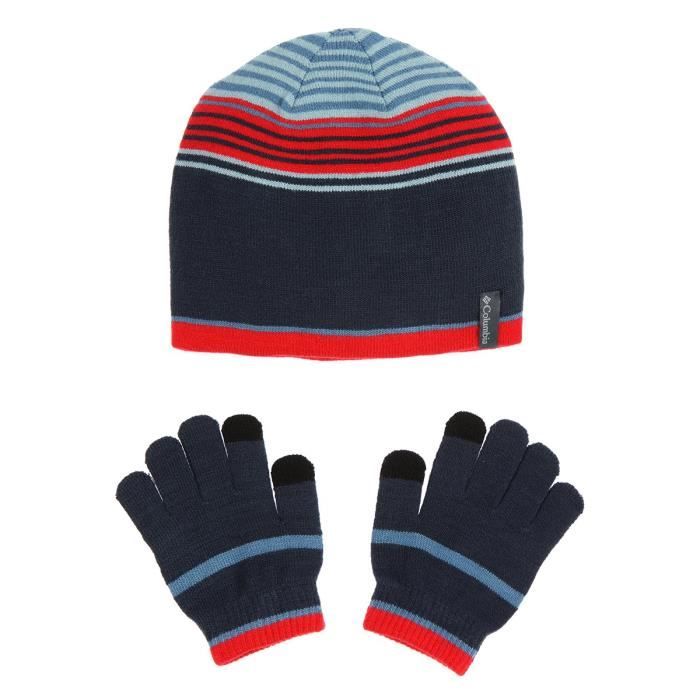 COLUMBIA Pack Gants + Bonnet - Enfant - Bleu et rouge - Cdiscount Prêt ...