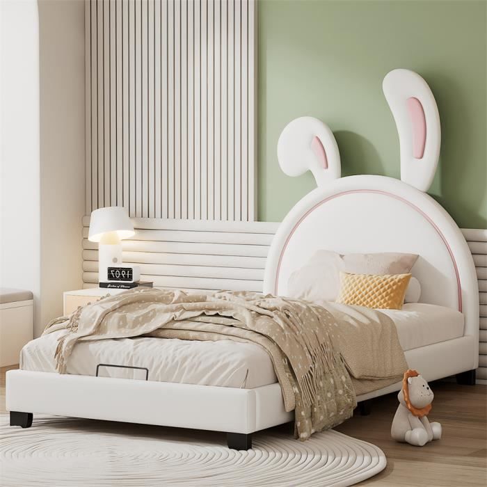 Lit enfant DRIPEX 90x200cm avec tête de lit en forme d'oreille de lapin ... Lit enfant DRIPEX 90x200cm avec tête de lit en forme d'oreille de lapin ...