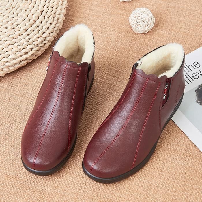 Bottes d'hiver MARTIN pour femme - Rouge - Fibre superfine - Semelle en ...