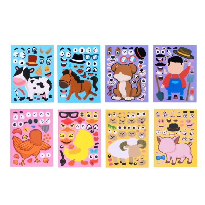 24pcs Make A Face Stickers Funny Your for Children STICKERS - LETTRES ...
