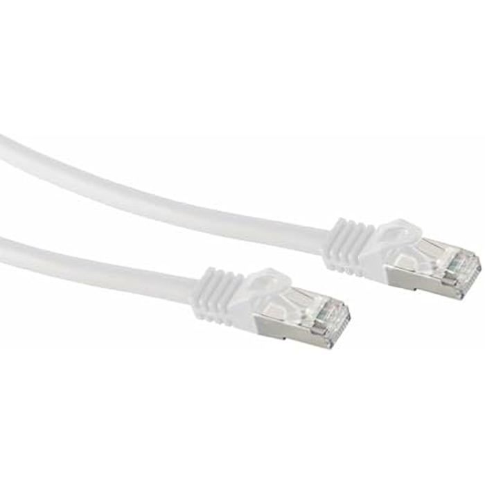 Câble Patch S/FTP - S-CONN - Cat 7 - 0,5 m - Blanc - RJ45 Plaqué Or 3µ ...