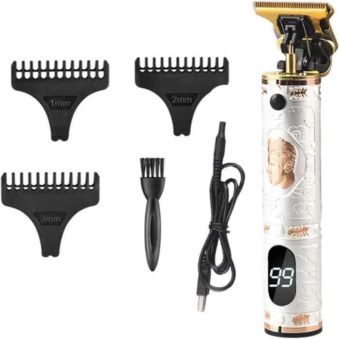 Tondeuse Cheveux Hommes, Professionnelle Tondeuse Barbe sans Fil Zero Gapped Tondeuse À Finition ...