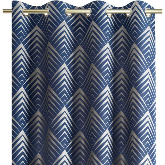 AmeliaHome Rideau 140 x 250 cm - Motif métallique - Décoration de ...