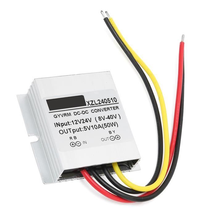 YOSOO Réducteur de tension CC Réducteur de tension DC‑DC 12V 24V à 5V 10A 50W Convertisseur de ...