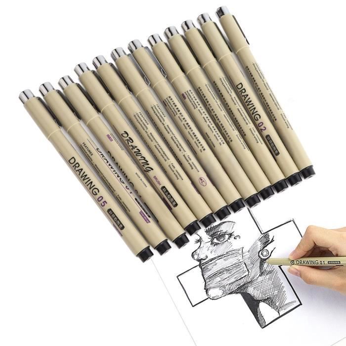 Stylos à encre Micro Pen Fineliner - HURRISE - Lot de 12 - Pointe en ...