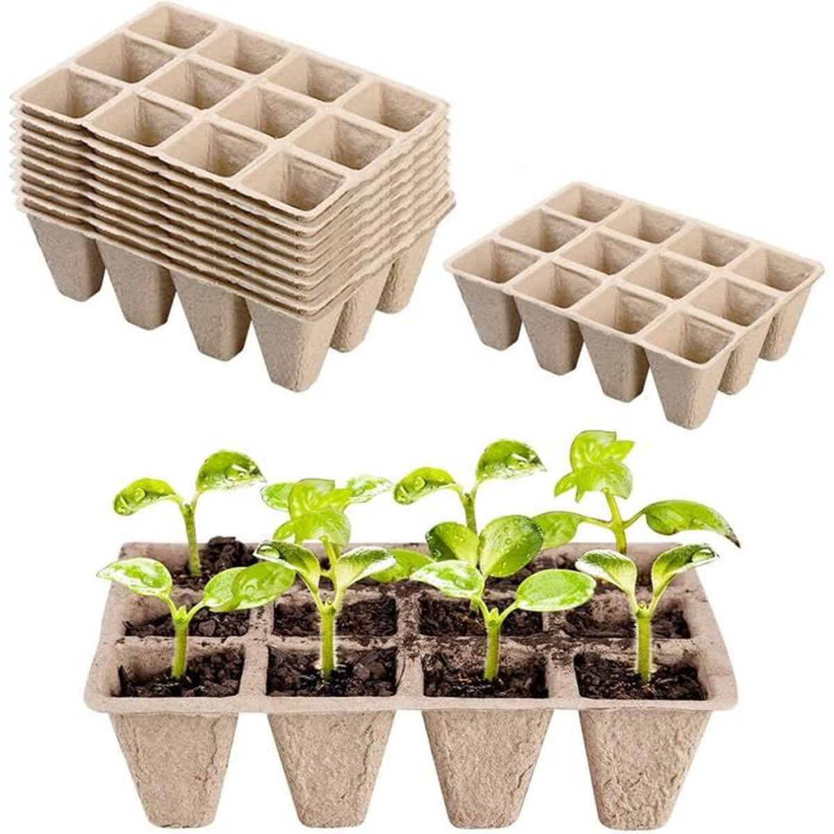 10 Pièces Plateau Semis Réutilisable Godet Semis Biodegradable,Pots en ...