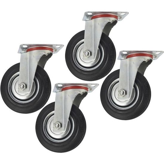 5" (125mm) Roulette pivotante caoutchouc chariot roues de Roulette de ...