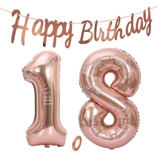 Ballons Géants En Forme De Chiffre 18 Anniversaire - Or Rose - Ballon ...