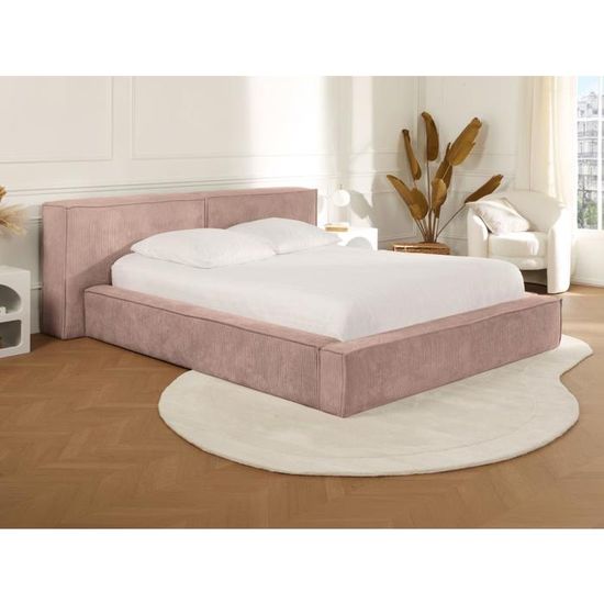 Lit coffre 160 x 200 cm - Velours côtelé - Rose - TIMANO de Pascal ...