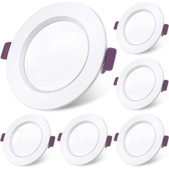 Trust-Lot de 6 spots LED encastrables ultra plats 9 W IP44 étanches - Blanc chaud 3000 K 500 lm ...