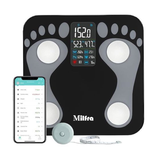 Balance Pese Personne, Connectée Bluetooth Avec Écran Led, Balances ...