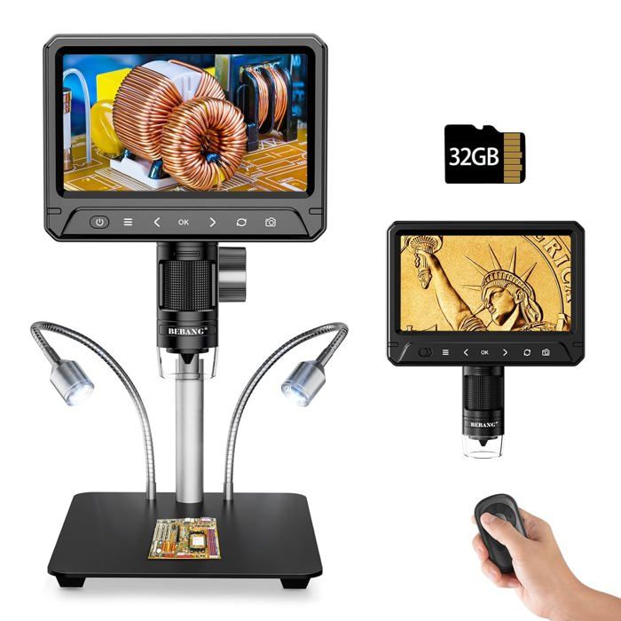 7" Lcd Microscope Numérique 1200X Pour Adultes,Loupe Microscope À ...