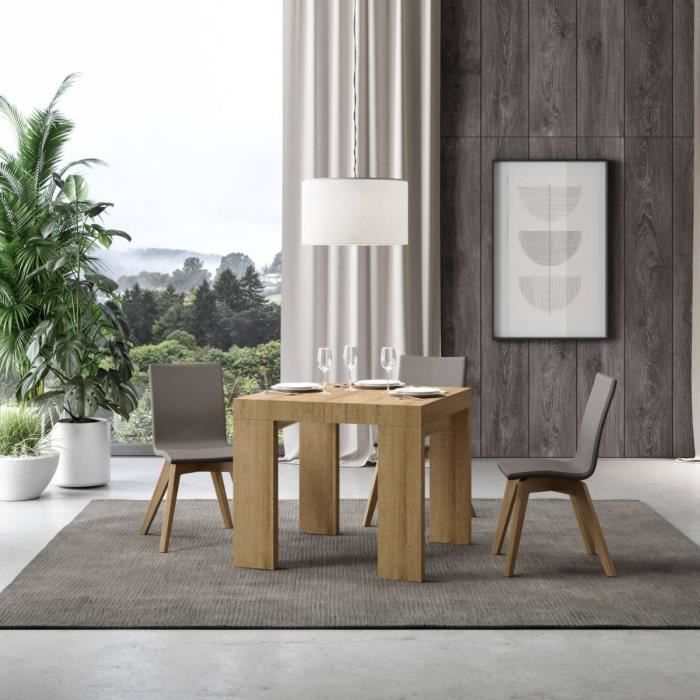 Table extensible ROXELL 90x90 chêne nature - Blanc - Roxell - Cdiscount ...