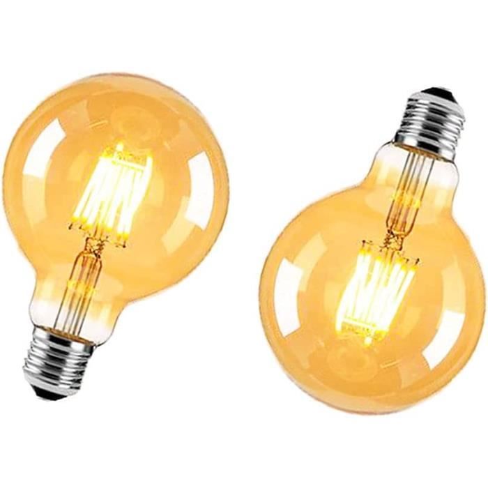 Lot de 2 E27 Edison Ampoule LED vintage Globe E27 6W G95 600LM Ampoule LED à filament Antique ...