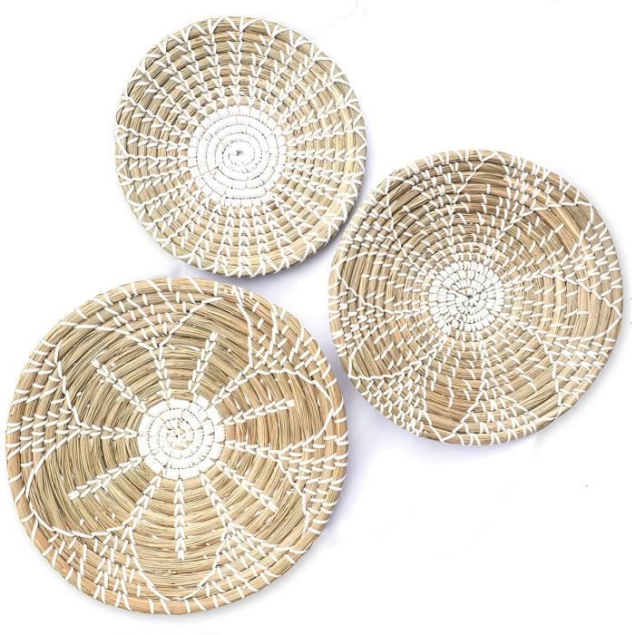 Panier mural tissé à suspendre en osier - Décoration murale bohème ...