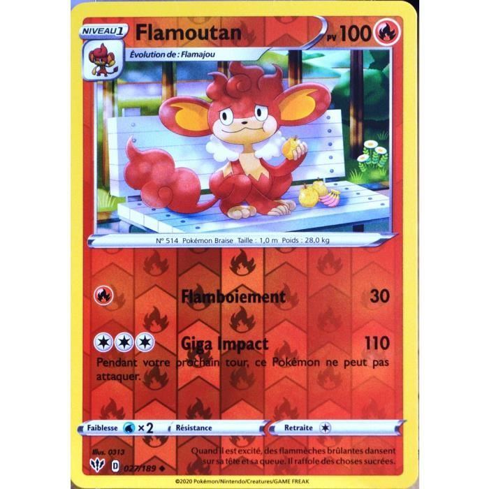Carte Pokémon 27-189 Flamoutan EB03 - Epée et Bouclier - Ténèbres ...