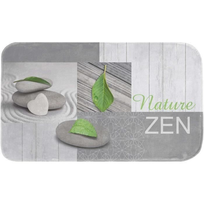 Tapis De Bain Déco Zen Nature Zen Feuille Sur Galet Zen Microfibre 45 x ...