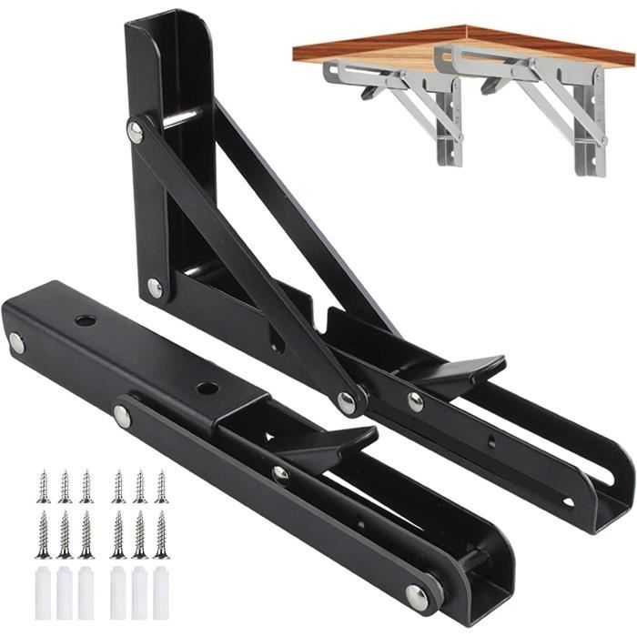2 Pièces Equerre Rabattable Murale Noir Acier Inoxydable Equerre ...