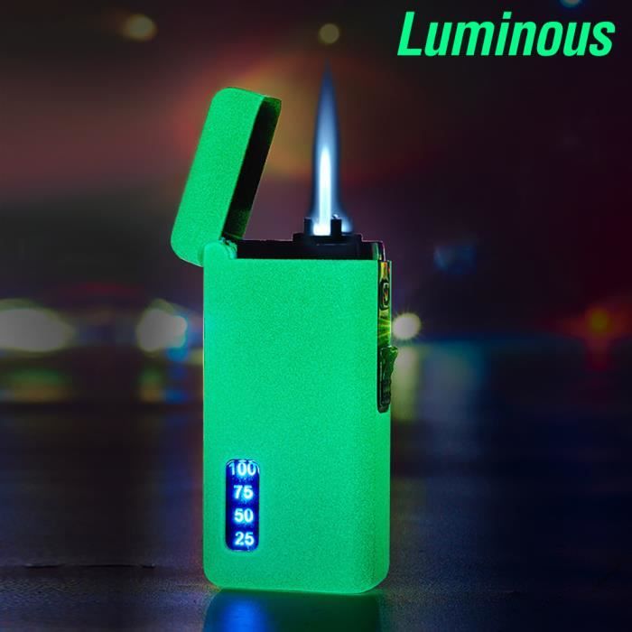Briquet Usb Métallique Coupevent Torche Turbo Jet Double Arc Écran Led ...