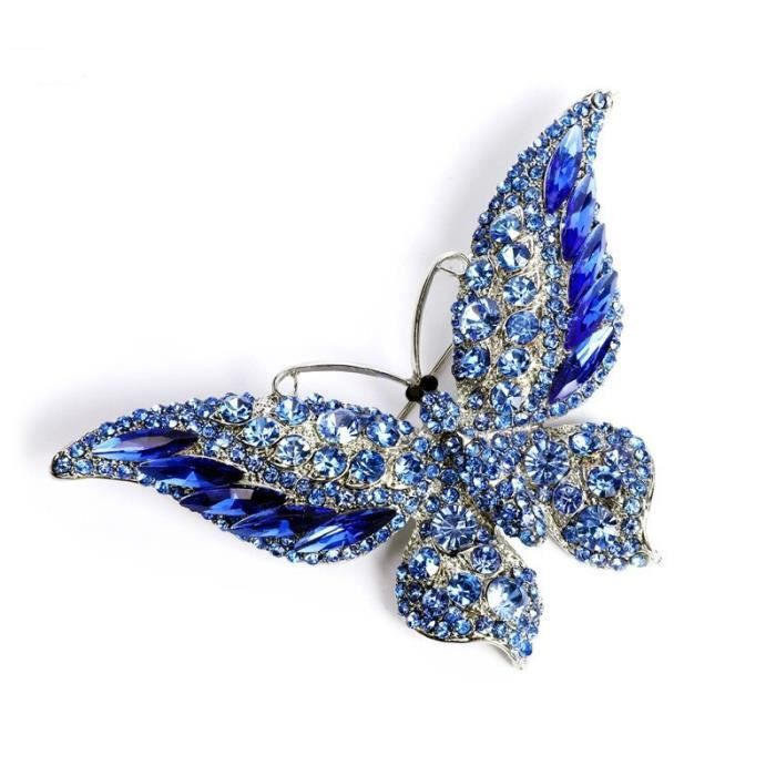 Wuli amp baby broche papillon en cristal étincelant pour femme accessoire de mode grand Badge ...