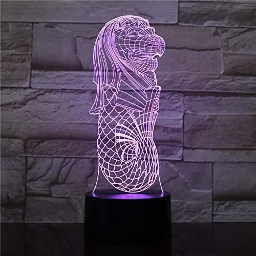 Merlion Lion LampeVeilleuse Led Enfants Veilleuse 3D, 16 Couleurs ...