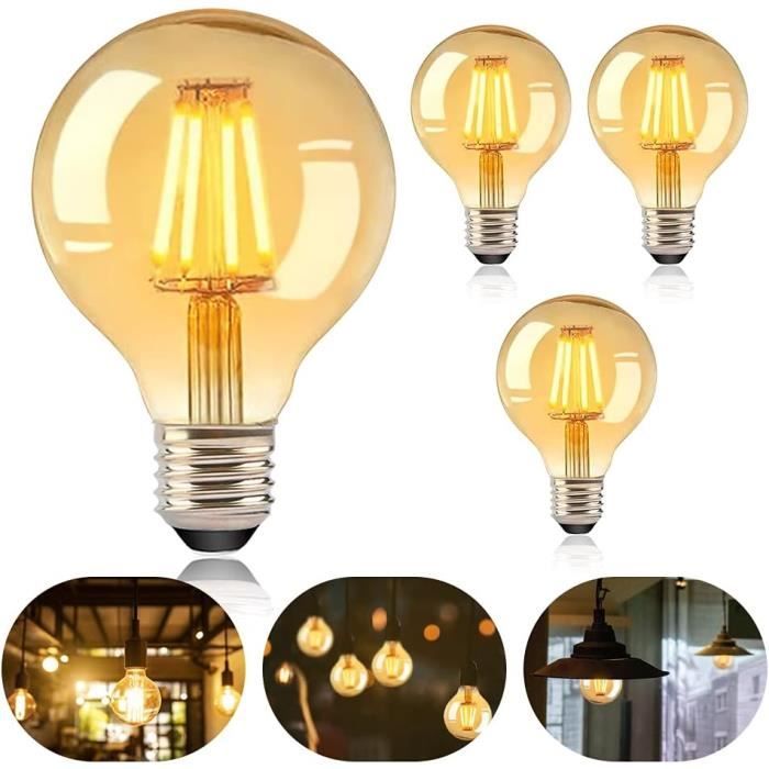 Ampoule Led E27 Vintage, 4 Pièces Ampoule Edison Led E27 G80 Lampe Décorative Rétro Ampoule ...
