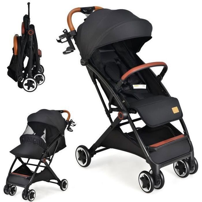 COSTWAY Poussette Bébé Pliante à une Main-Pare-soleil,Dossier ...