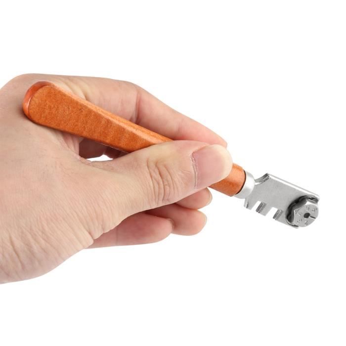 Coupe-verre professionnel EJ.LIFE 130MM à six roues en carbure avec manche en bois - Blanc ...