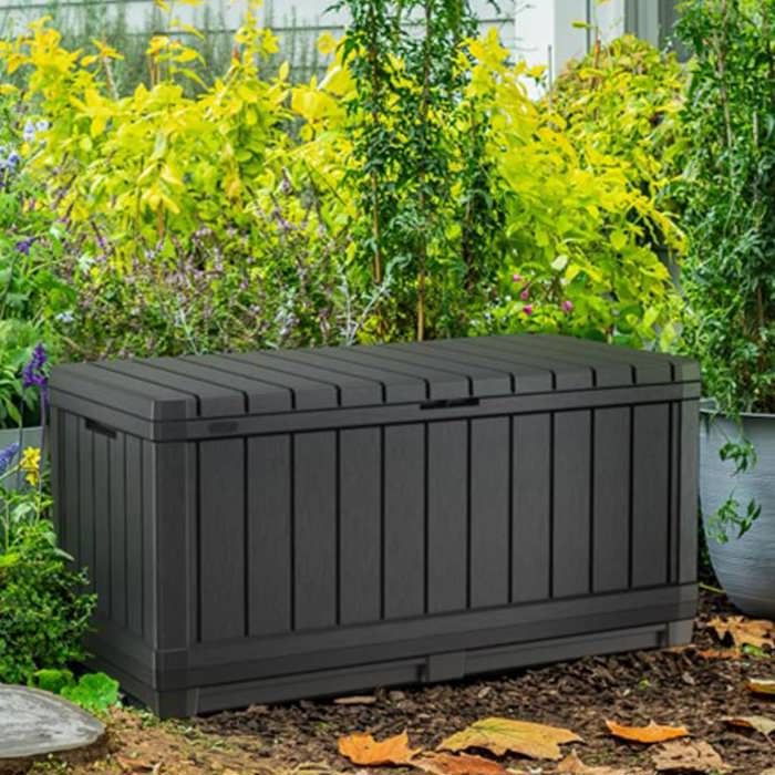 Keter Boîte de rangement de jardin Kentwood 350 L Anthracite 445130 - Cdiscount Jardin