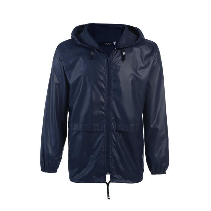 Homme imperméable à capuche bas de manches élastique Léger Bleu marine ...