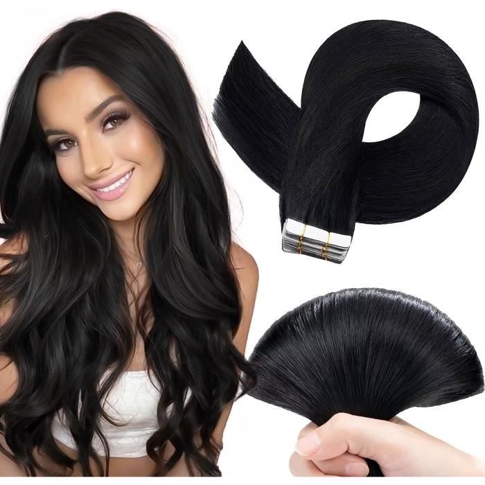 TESS 60cm Extension Adhesive Cheveux Naturel 1 noir corbeau 40 pcs 100g Extension Cheveux Naturel Adhesif Remy Human Hair Tape i93 Cdiscount Au quotidien