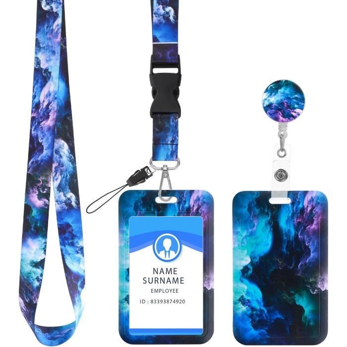 Porte-badge avec lanière et clip rétractable pour porte-badge - Ciel ...