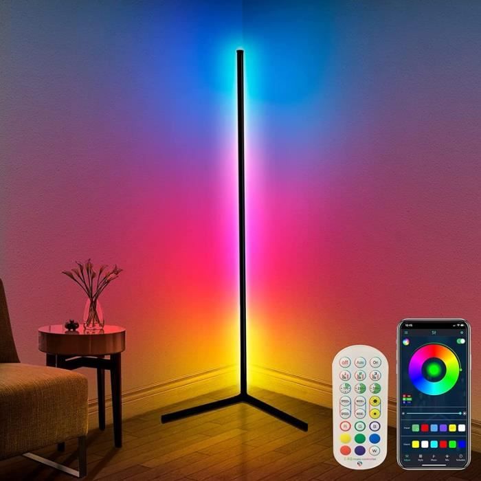Lampadaire Led D'Angle, 165Cm Lampe Sur Pied Rgb Avec App Contrôle Et Télécommande,16 Millions ...