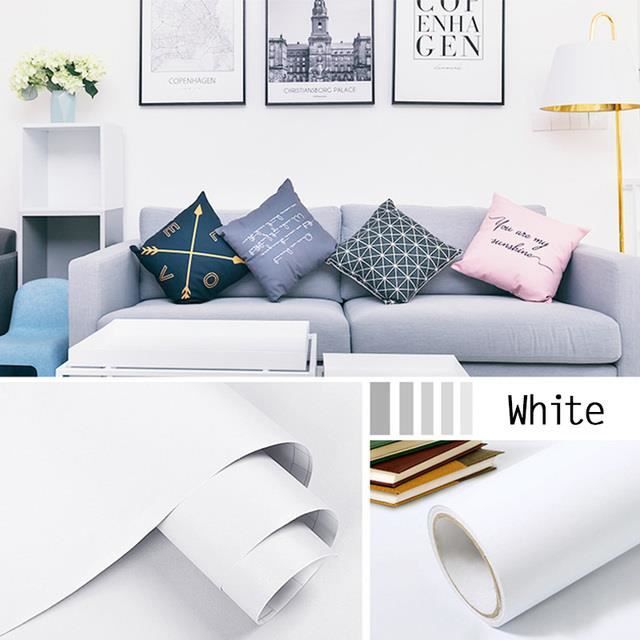 Autocollant mural,Matt White-3M X 80CM--Papier Peint Vinyle Auto ...