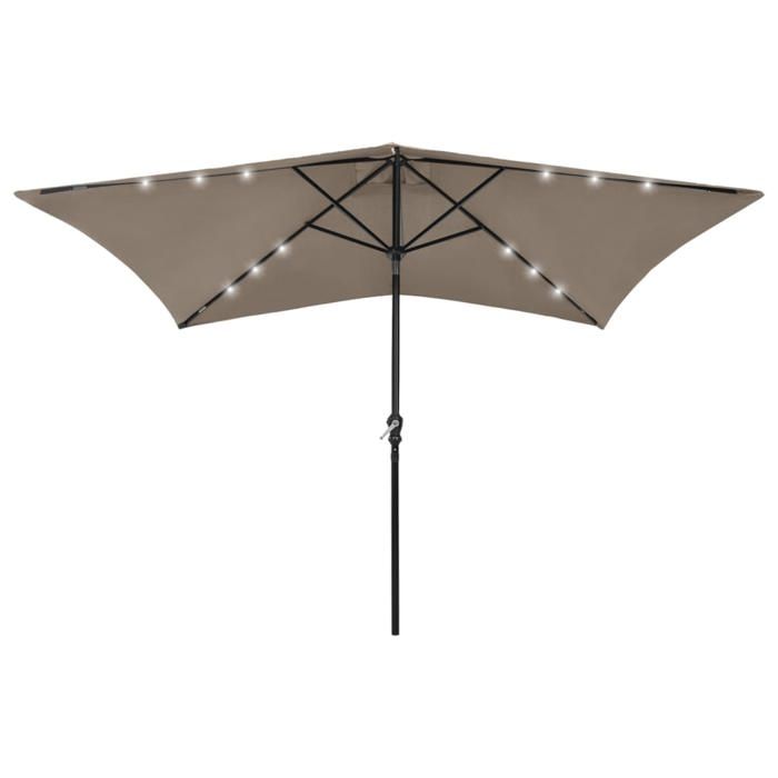 Parasol de jardin avec LED mât 2x3 m pliable - vidaXL - acier - taupe ...