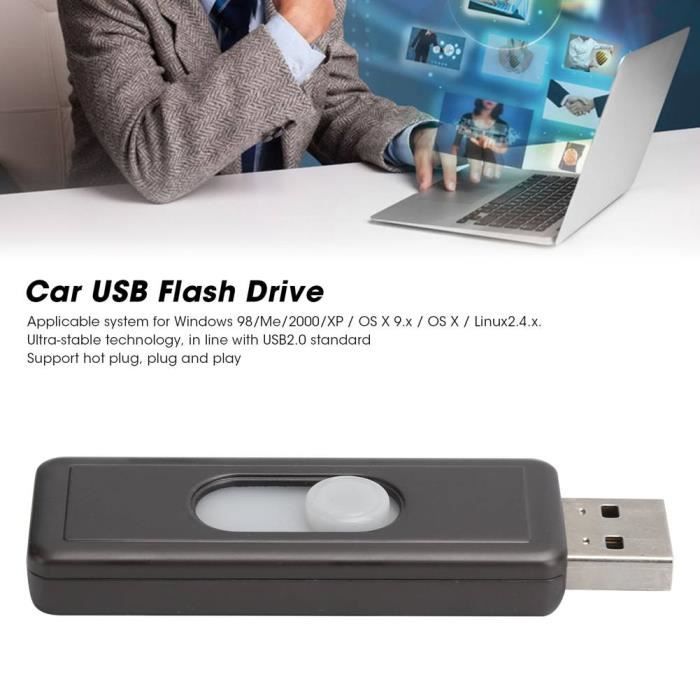 Ashata Clé USB de voiture Disque U Mémoire Push‑pull USB2.0 Lecteur Flash de Voiture en Métal ...
