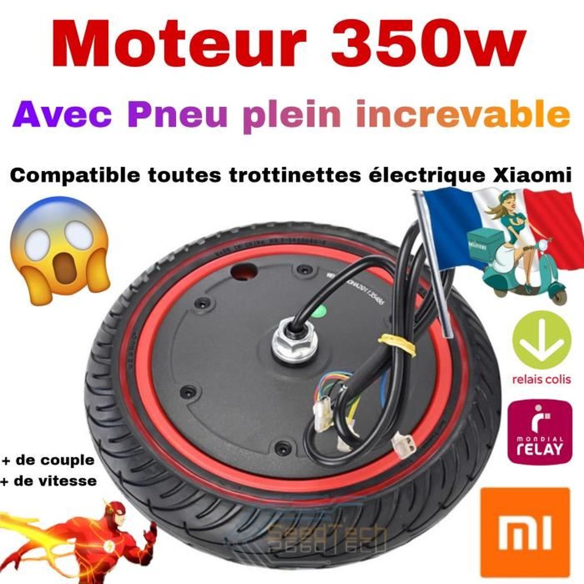 Moteur Roue pleine 350w pour trottinette électrique xiaomi M365 pro 1s ...