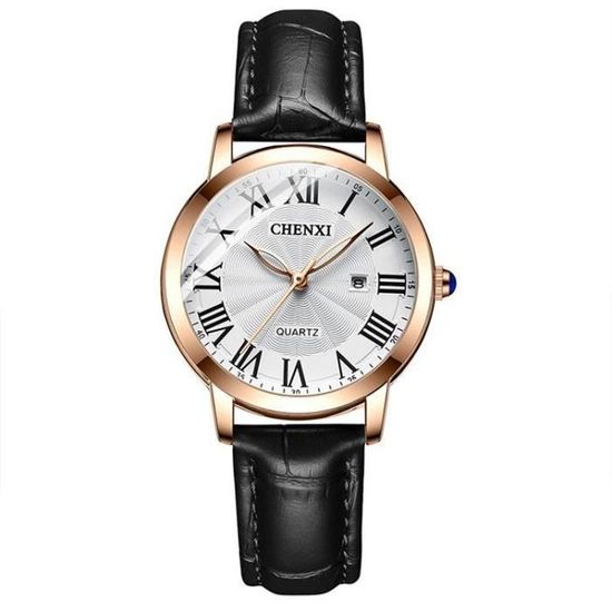 SHARPHY Montre femme de marque vrai cuir chiffres romains quartz ...