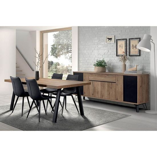 CARSON - Ensemble Buffet + Table 230cm Piètement Métal A - Cdiscount Maison