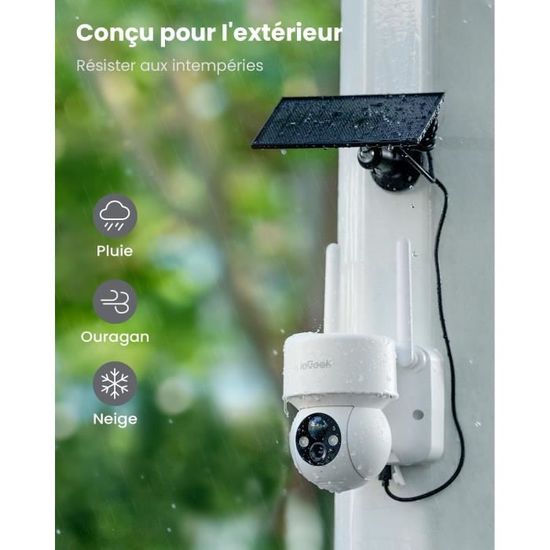 IeGeek 2K Caméra Surveillance WiFi Extérieure sans Fil Solaire,360°PTZ ...