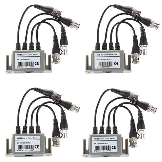 4X Transmetteur Emetteur Recepteur CCTV Camera UTP BNC Video Balun 4 ...