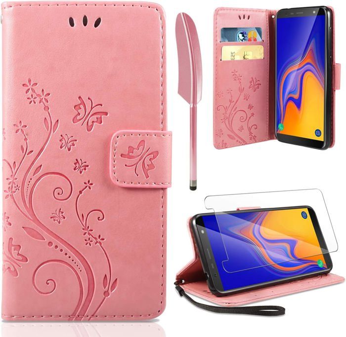 Coque Samsung Galaxy A10 en cuir rose avec support vidéo et ...