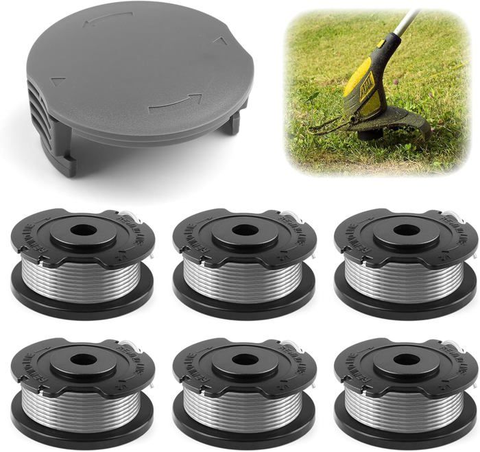 6 Pièces Fil Coupe Bordure Bosch Ø1,65mm 6m, Bobine Rechange F016800569 avec Couvercle de Bobine ...