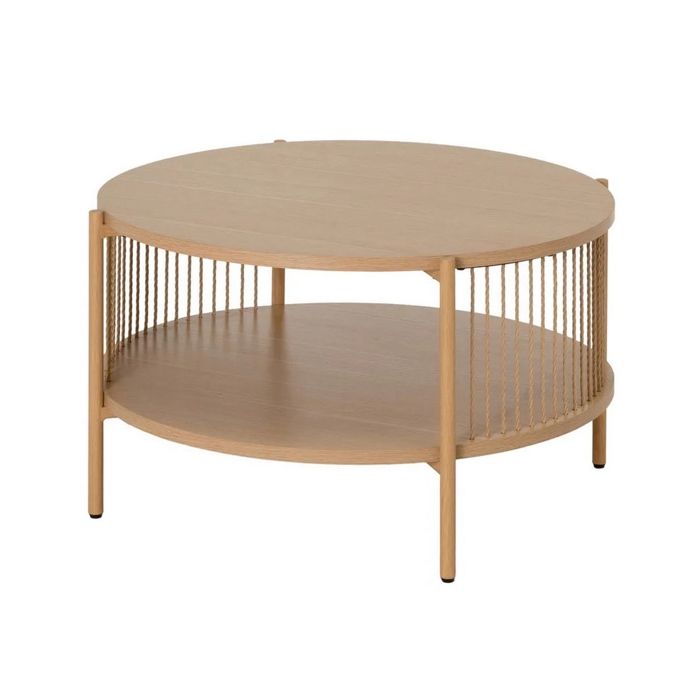 Table basse, table de salon ronde en bois coloris naturel - diamètre 74 ...