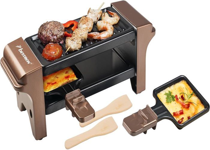 Appareil A Raclette, Mini Grill Pour 1 À 2 Personnes, Avec 2 Poêlons Et ...
