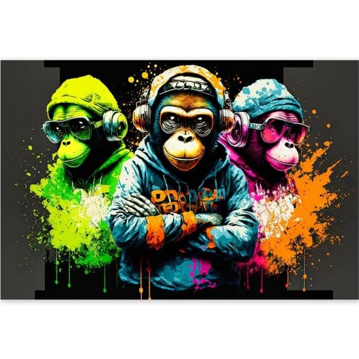 Tableau singe imprimé sur Toile-3 Singe Gorille Images sur Toile-Animal ...