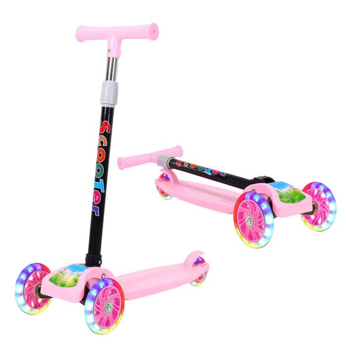 Trottinette à 3 Roues Enfant 2-8 Ans Pliable avec Roues Lumineuses, 90 ...
